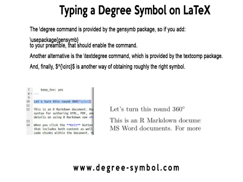 Typing A Degree Symbol On LaTeX